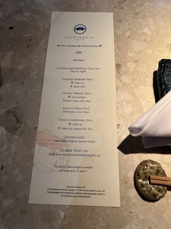 Sushi Kamon £45 Omakase at Arcade Hall | the food connoisseur